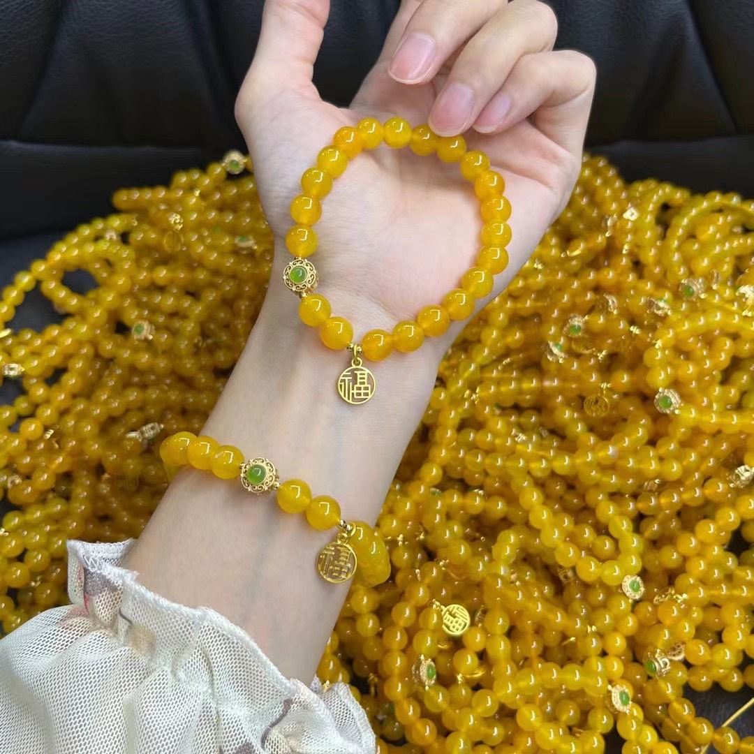 A317 高品質なアゲートブレスレット 黄瑪瑙 パワーストーン 天然石 約8mm 1本売り,手芸、ハンドクラフト