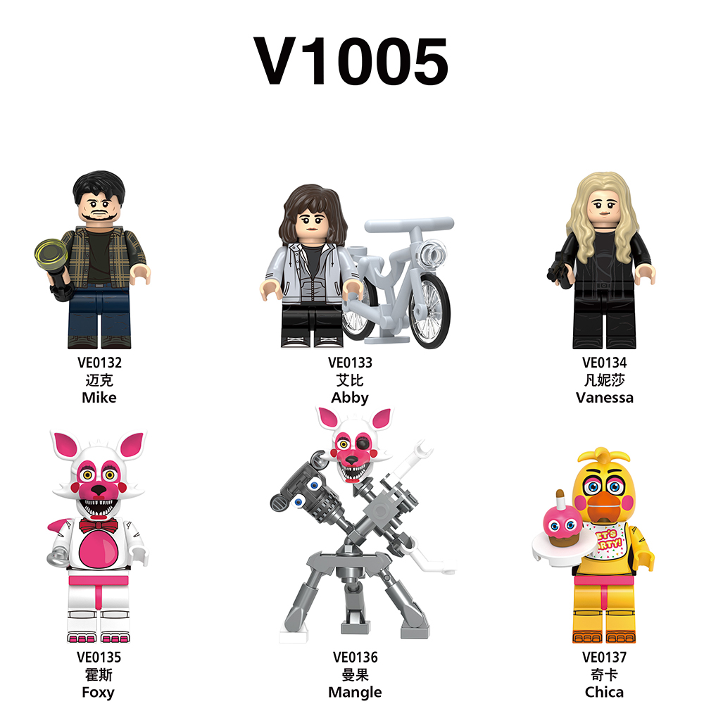V1005 FNAF Mike Abby Chica Vanessa Mangle Foxy mini figures juguetes ...
