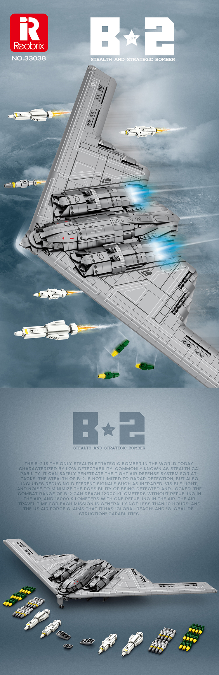 Reobrix 33038 B2 Bomber LEGO Stealth Set