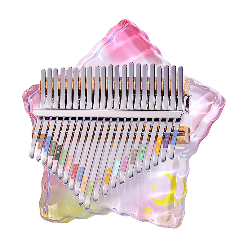 Huashu Acrylic Serrated Shape Pink Star 21 Keys Kalimba KWVSP21