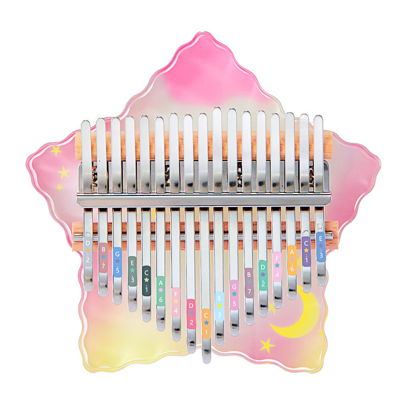 Huashu Acrylic Serrated Shape Pink Star 17 Keys Kalimba KWVSP17