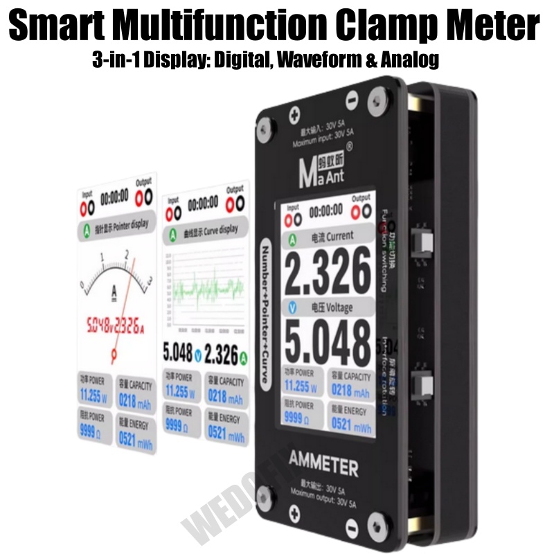 Maant Pointer Digital Display Ammeter with Voltage Current Detector 30V ...