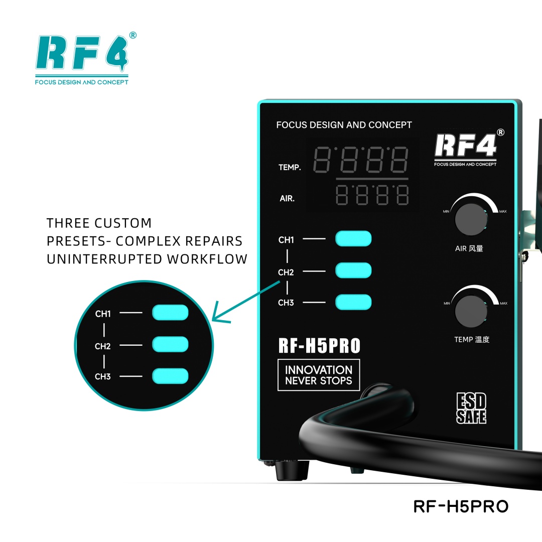 RF4 H5pro 800W Wide-Temperature Hot Air Rework Station