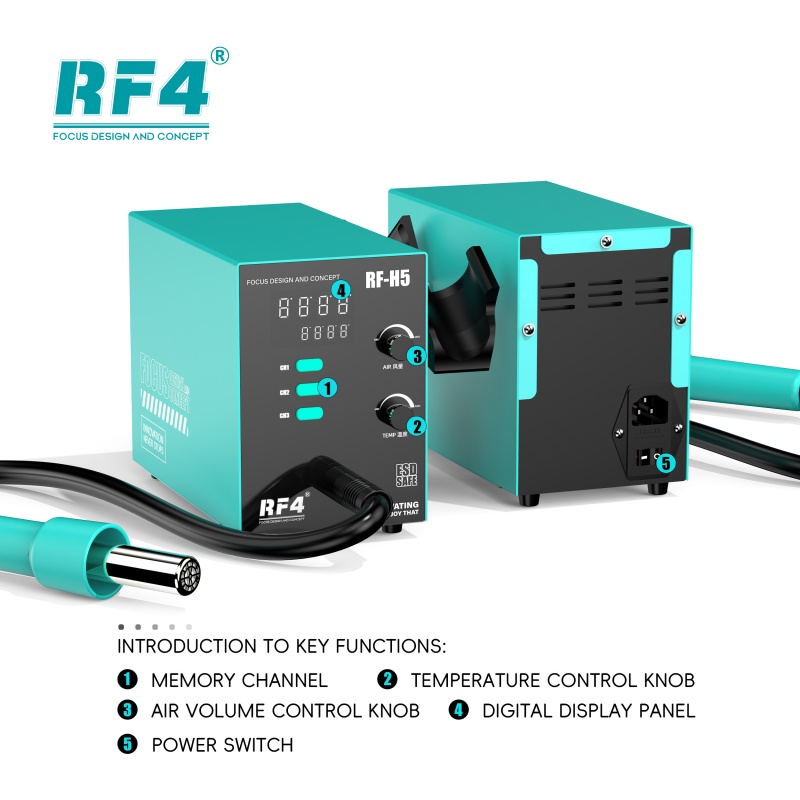 RF4 H5 800W 480℃ Digital Display Hot Air Rework Station