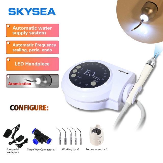 Dental Ultrasonic Scaler + LED Handpiece + 5*Tips Fit Woodpecker EMS ...