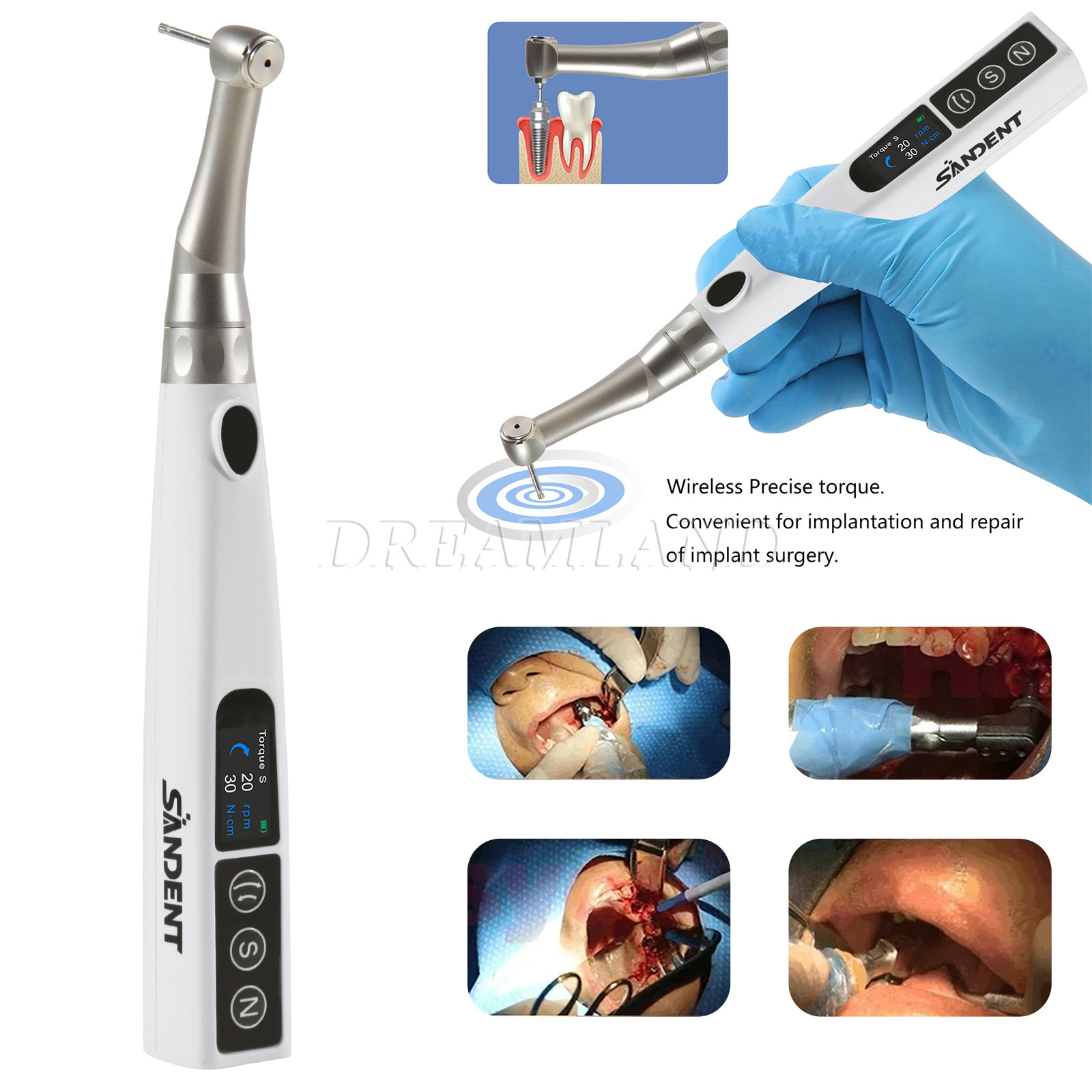 Dental Wireless Implant Electric Torque Wrench Handpiece Tool 360 ...
