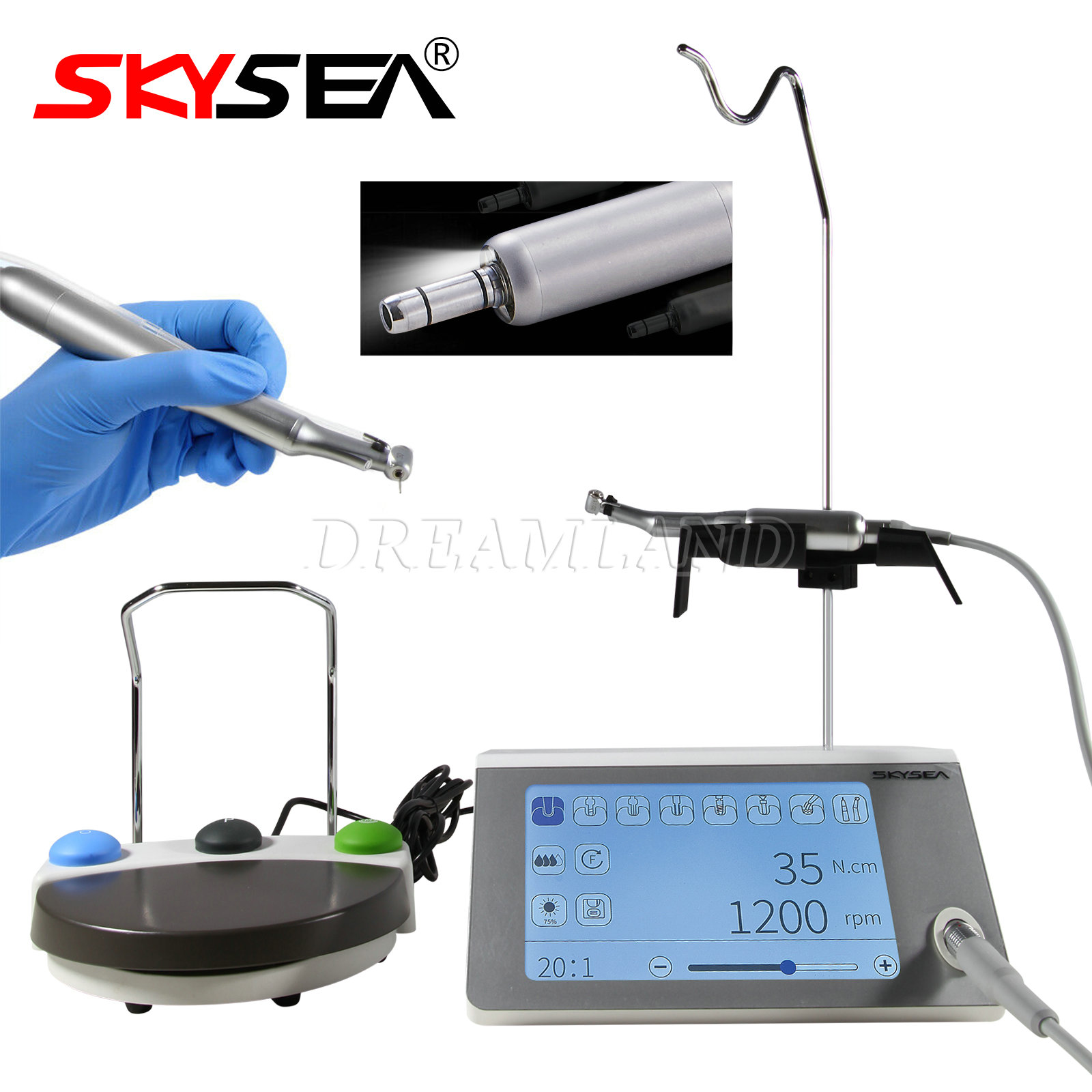 Touch Screen SURGICAL DENTAL LED IMPLANT MOTOR with 20:1 HANDPIECE ...