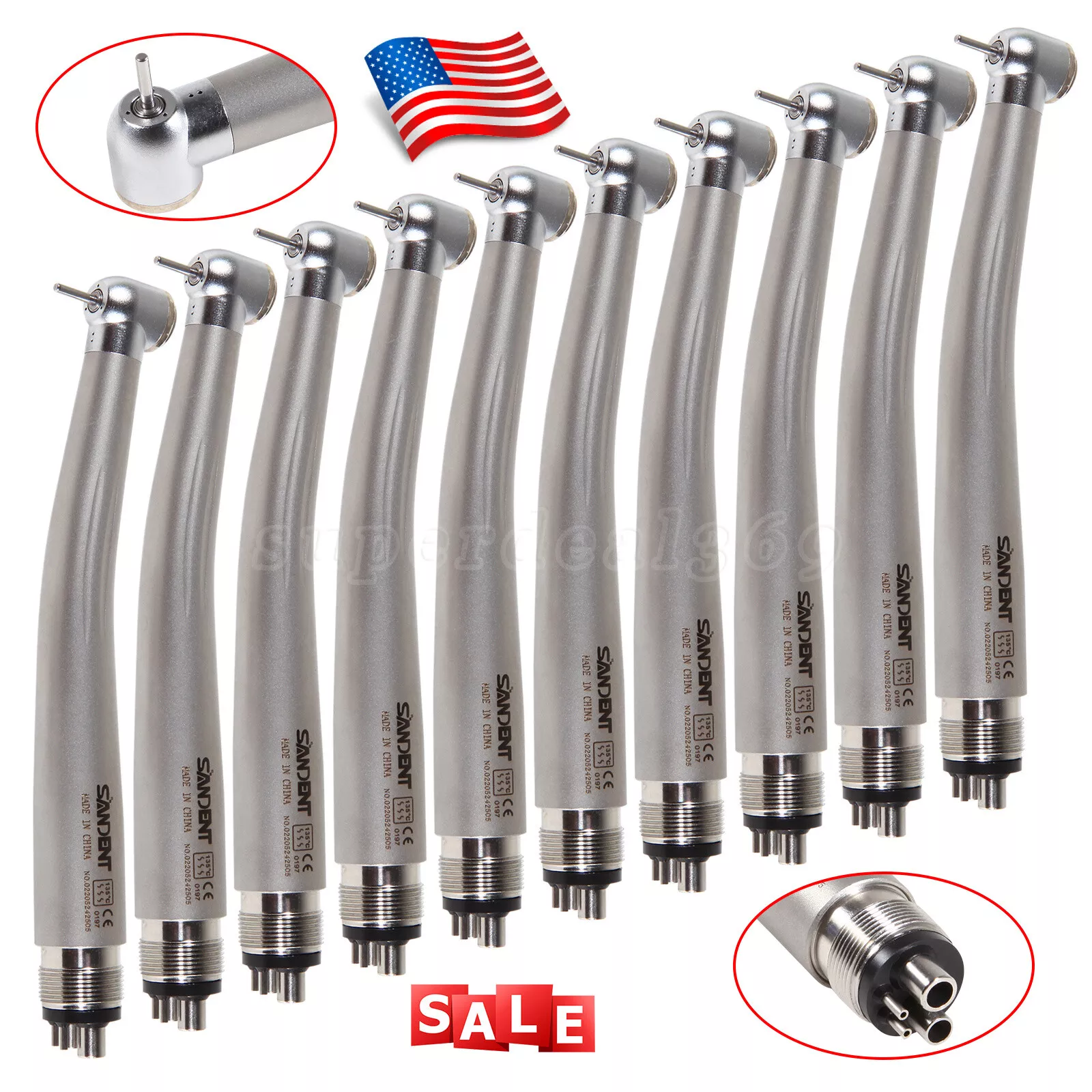 NSK Style Dental High Speed Handpiece Push Button Type 4Hole SANDENT ...