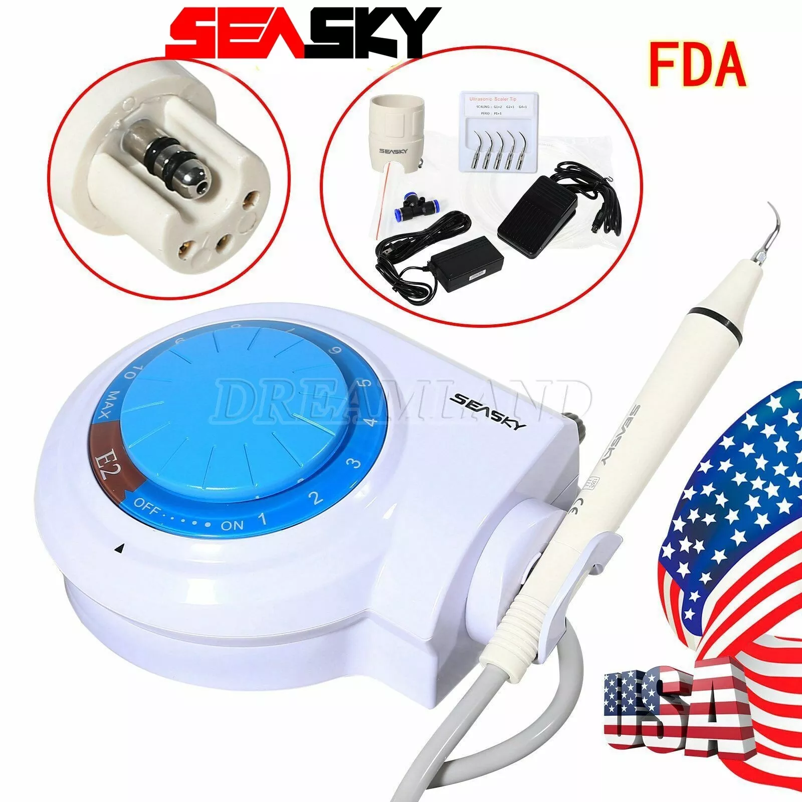 SEASKY E2 Dental Ultrasonic Piezo Scaler w/ Handpiece 5*Tips fit EMS ...