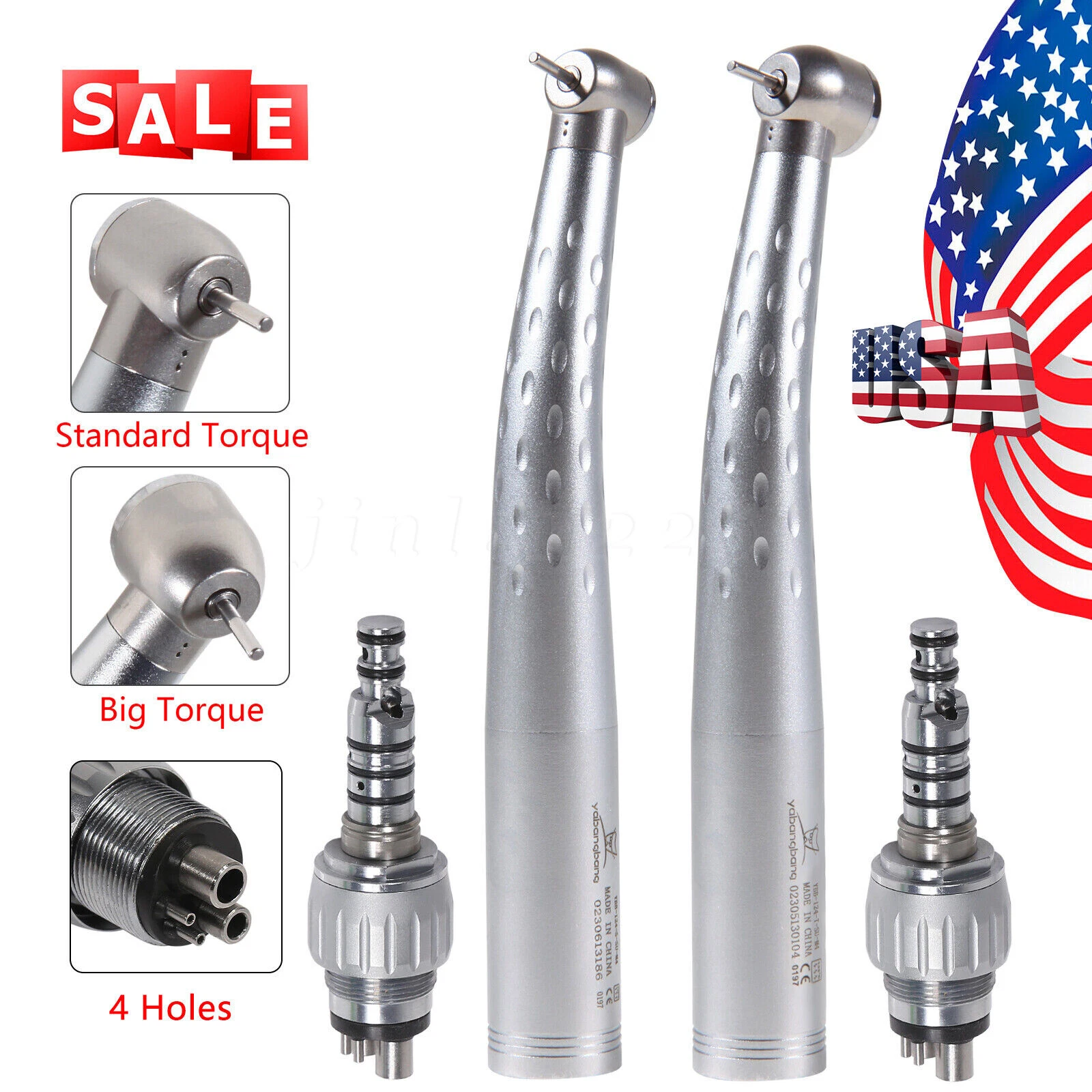 Dental High Speed Turbine Handpiece Standard Head + Quick Coupler 4Hole ...