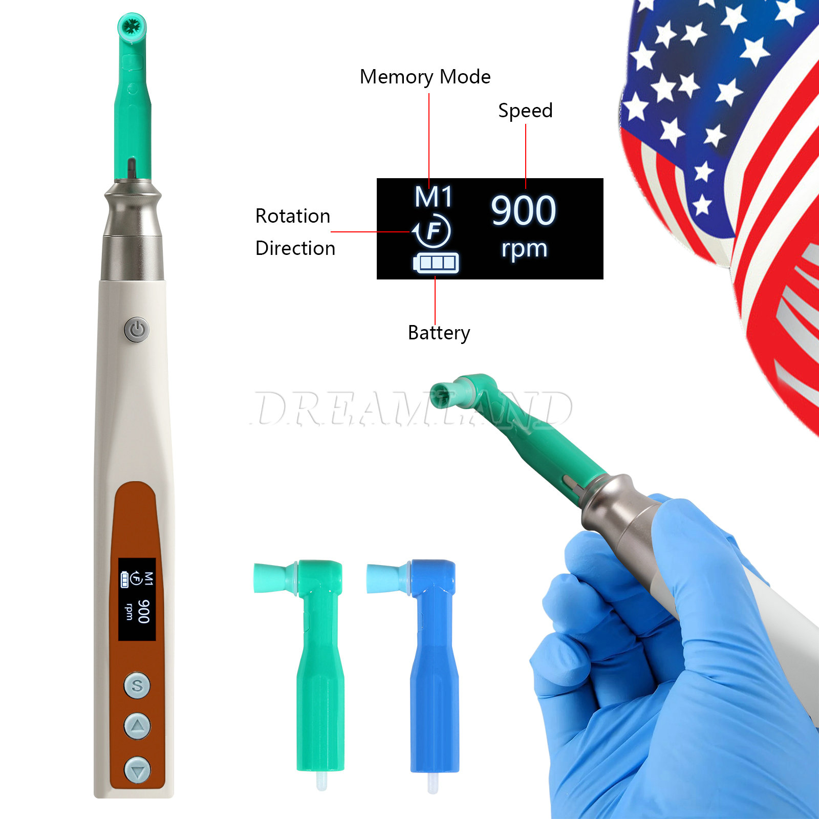Dental Electric Hygiene Polishing Prophy Handpiece +2 Prophy Angles