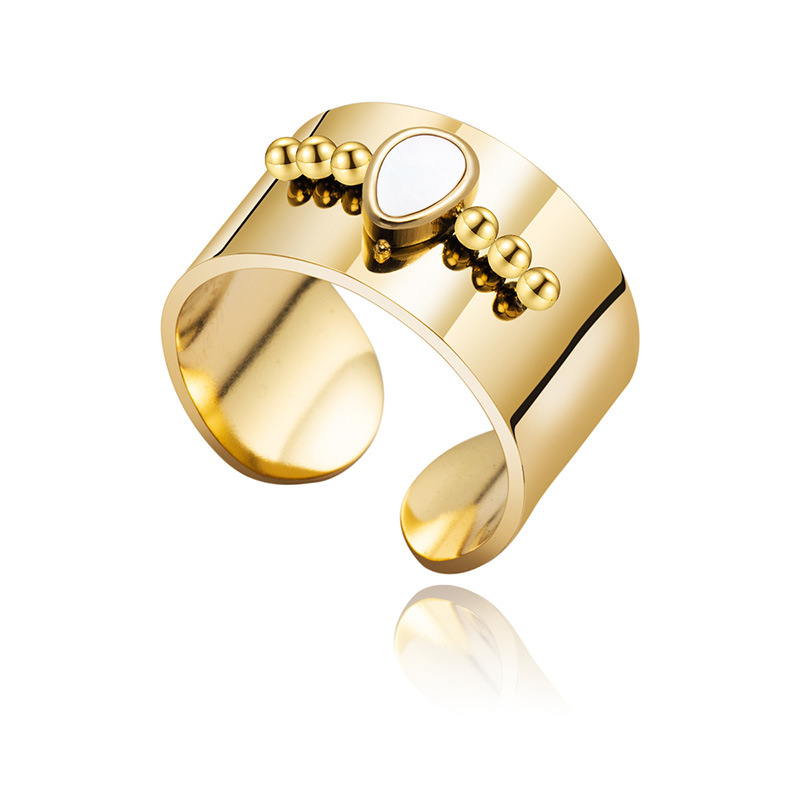 Smooth Surface STAINLESS STEEL OPEN RINGS inlayed with Mother of pearl ...