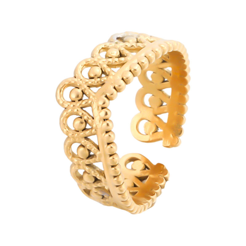 Vintage 18K Gold Crown STAINLESS STEEL OPEN RINGS / Bague en acier ...