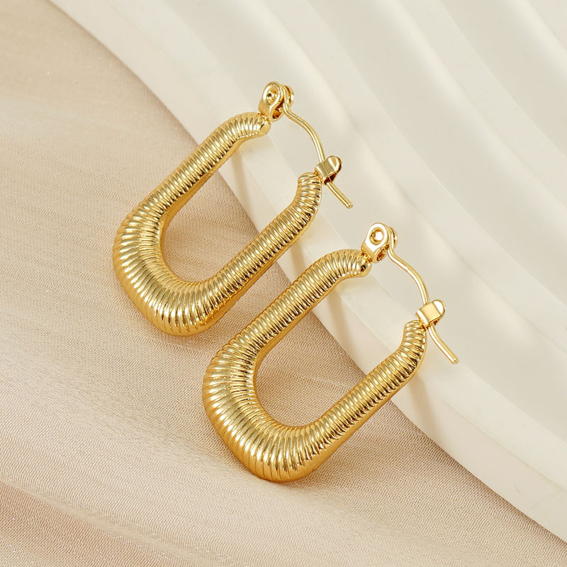 Wholesale Textured U-Shaped Hoop Earrings in 316L Stainless Steel