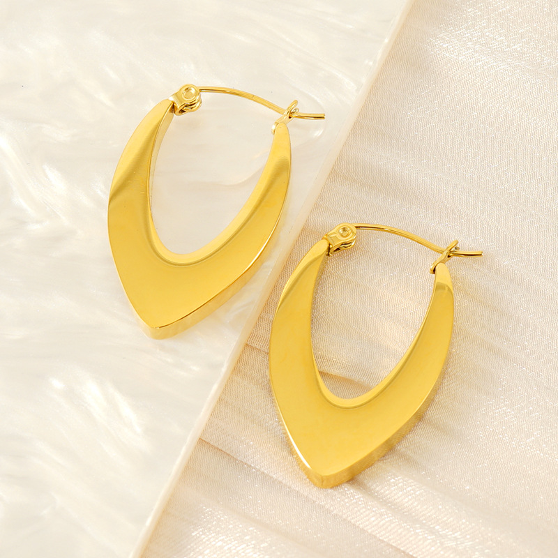 Wholesale Classic Polished V-Shaped Hoop Earrings in Hypoallergenic ...