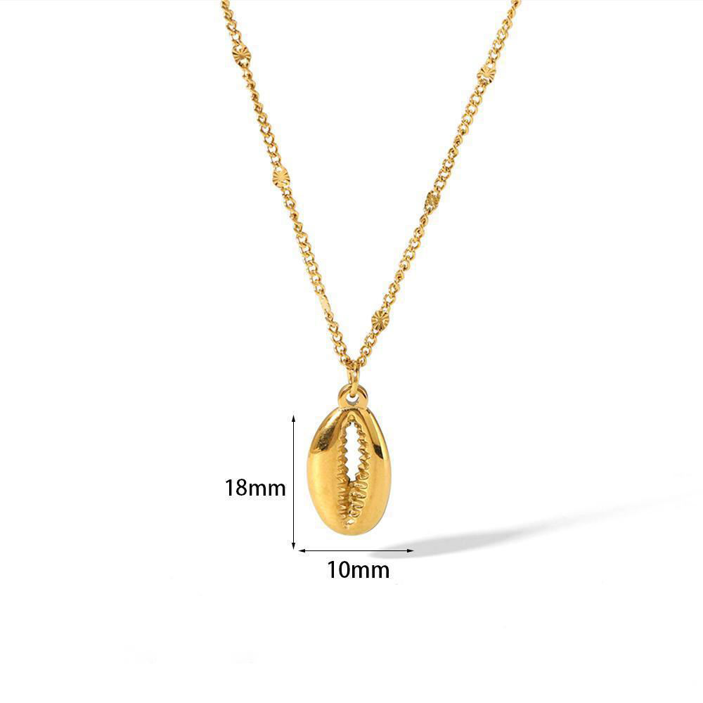 wholesale Stainless Steel Gold Plated Cow Horn Shell Pendant Necklace
