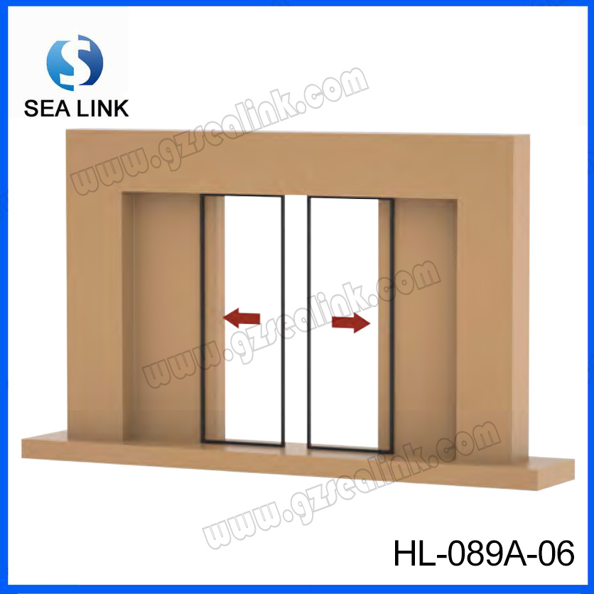 Synchronized slide glass door bi-parting system