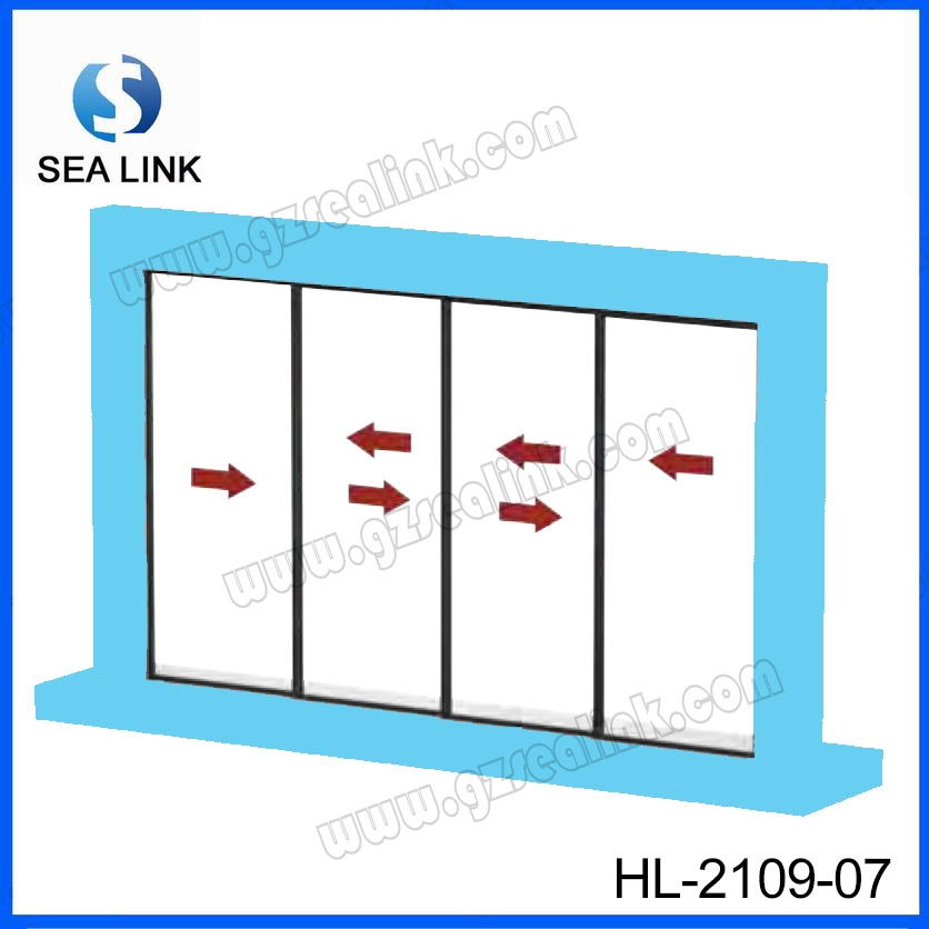 Synchronized buffer sliding glass door system
