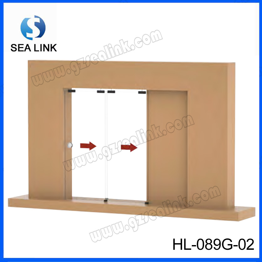 Synchronized sliding frameless glass door system