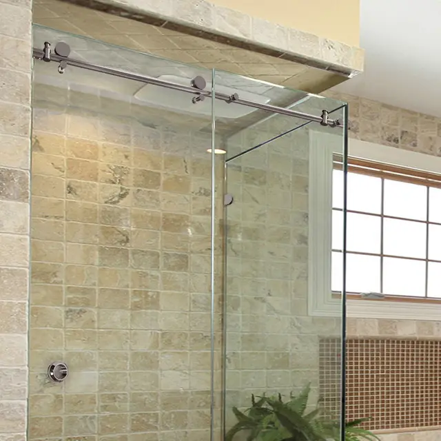 Brushed Stainless Steel Metro Sliding Shower Door Hardware Kit