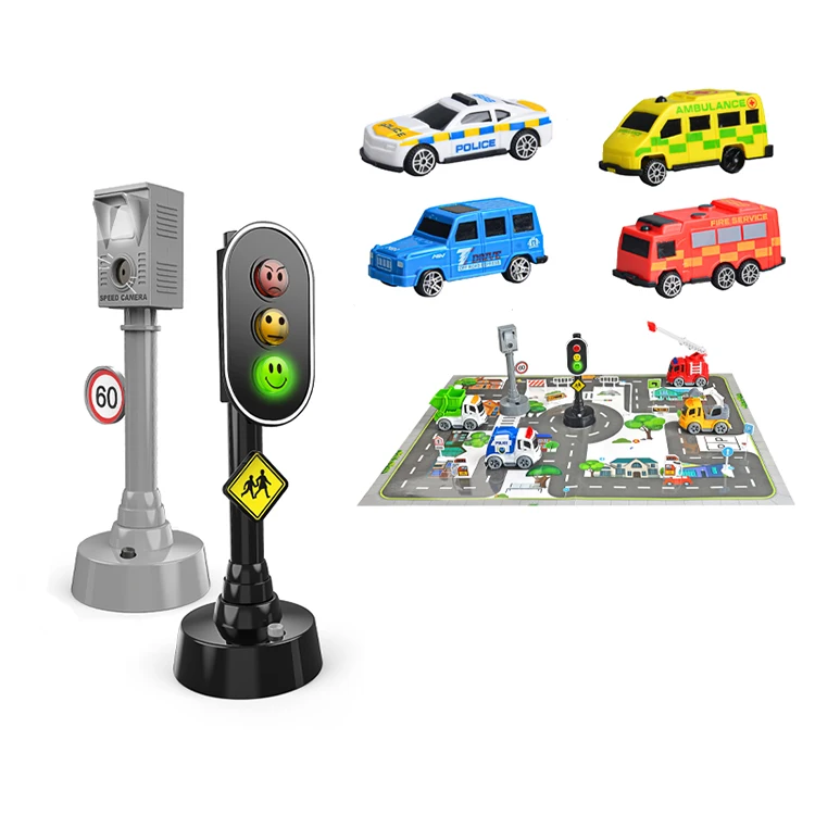 DIY Traffic Light Toy Set with Mini City Cars – Educational Road Scene ...