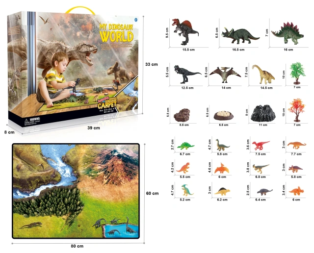 Kids’ Dinosaur World Play House Set: PVC Mat & Educational Toys
