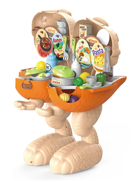 51 - Piece Kids’ DIY Dinosaur Kitchen Toy Set: Sliding Tyrannosaur ...