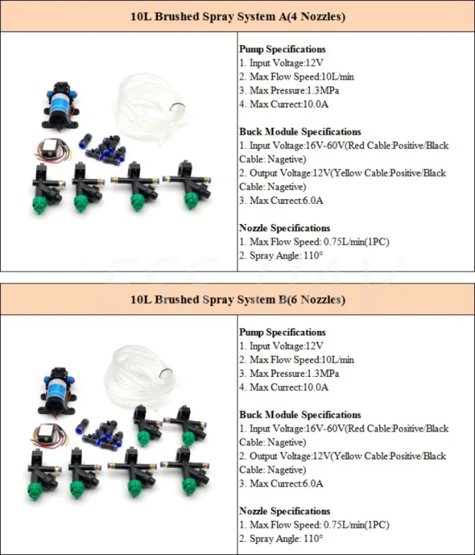 ESS-UAV Agricultural 10L/min Brushed Spray System Pump 12V Bulk Module ...