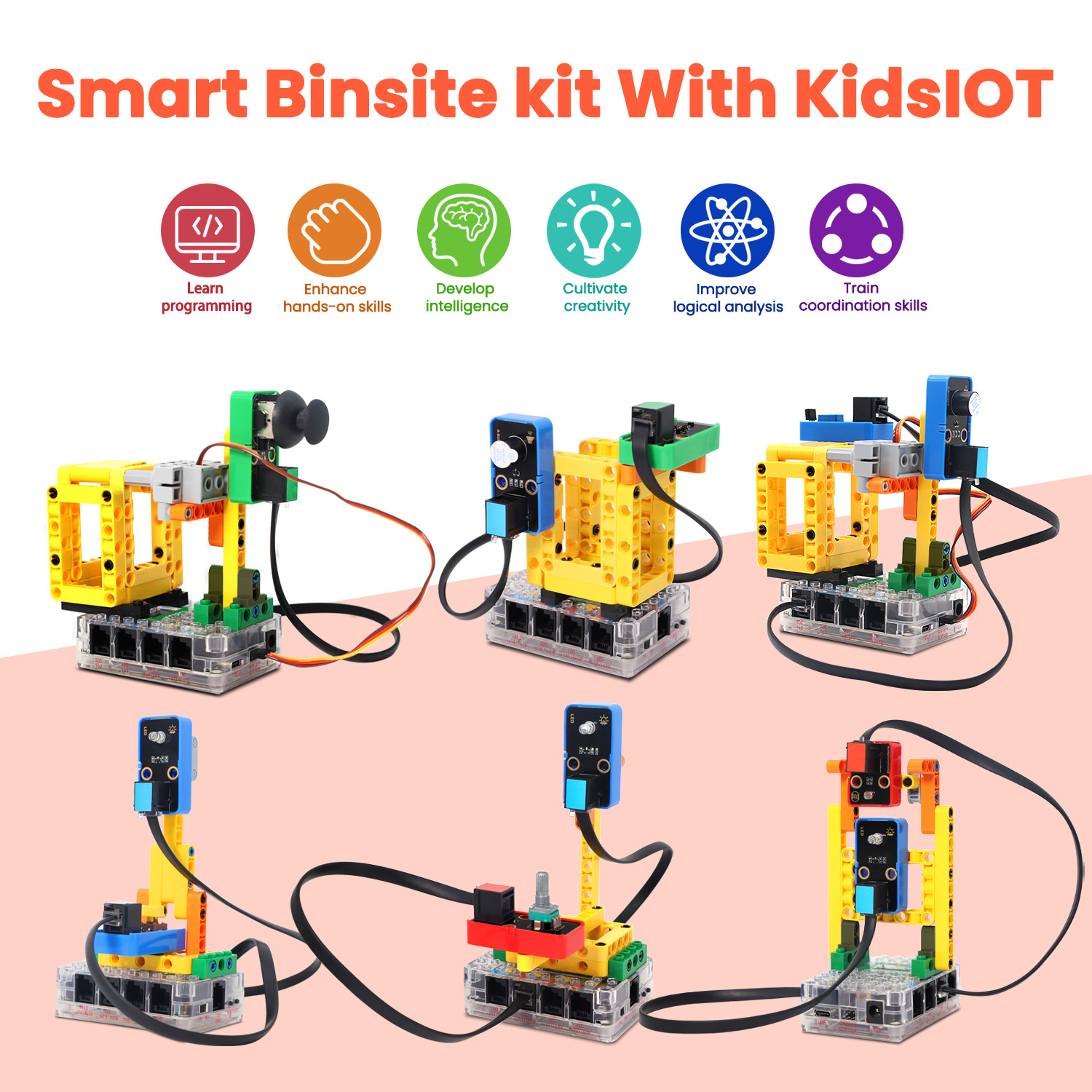 Kidsbits STEM Electronic DIY Pack Building Blocks Smart Binsite Sensor Kit For Arduino ESP32 ...