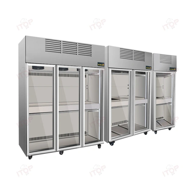 Supermarket Air Cooling Double Glass Door Duck Display Refrigerator