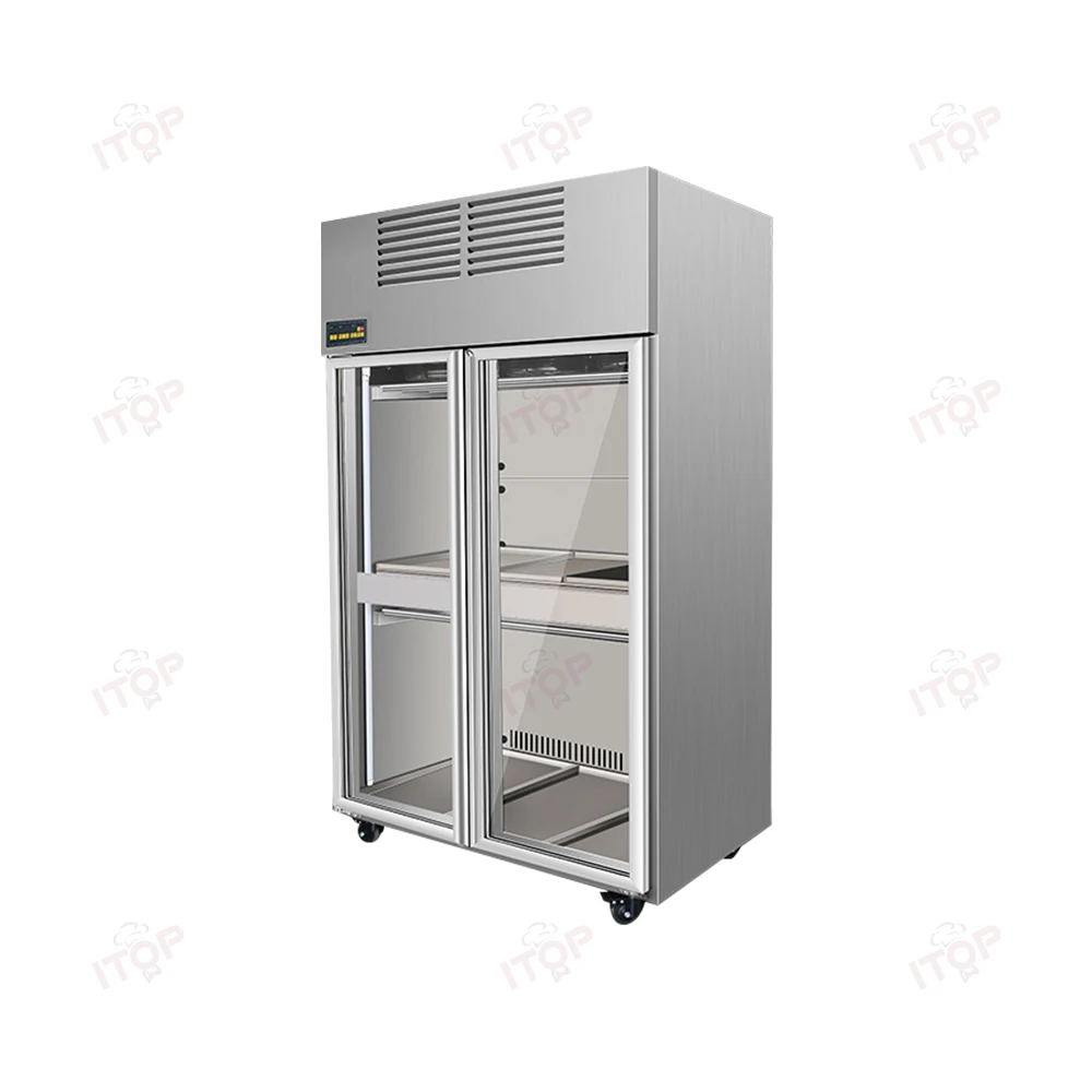 Supermarket Air Cooling Double Glass Door Duck Display Refrigerator