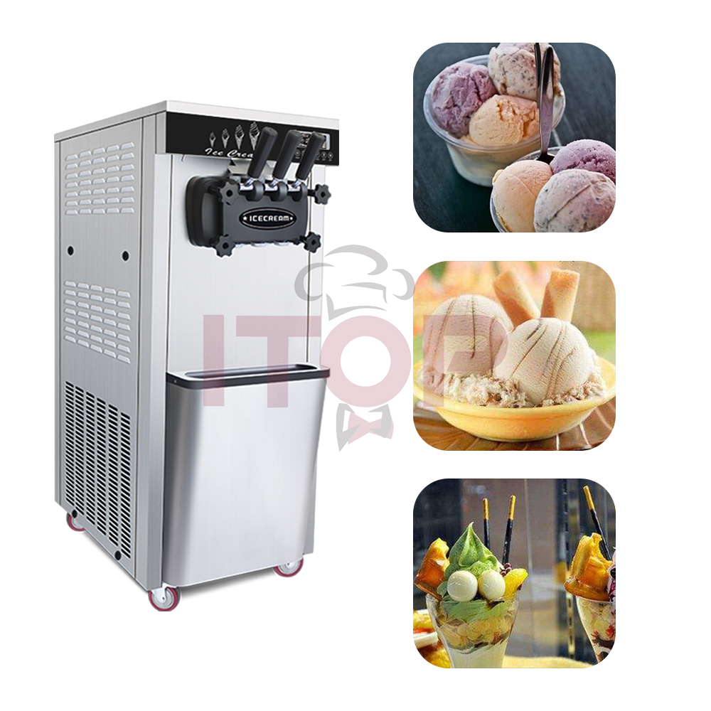 Free Standing 3 Flavors Soft Serve Ice Cream Making Machine Ice Cream ...