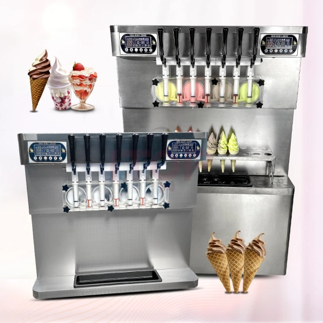 Commercial 7 Flavors Fruit Yogurt Soft Serve Ice Cream Machine