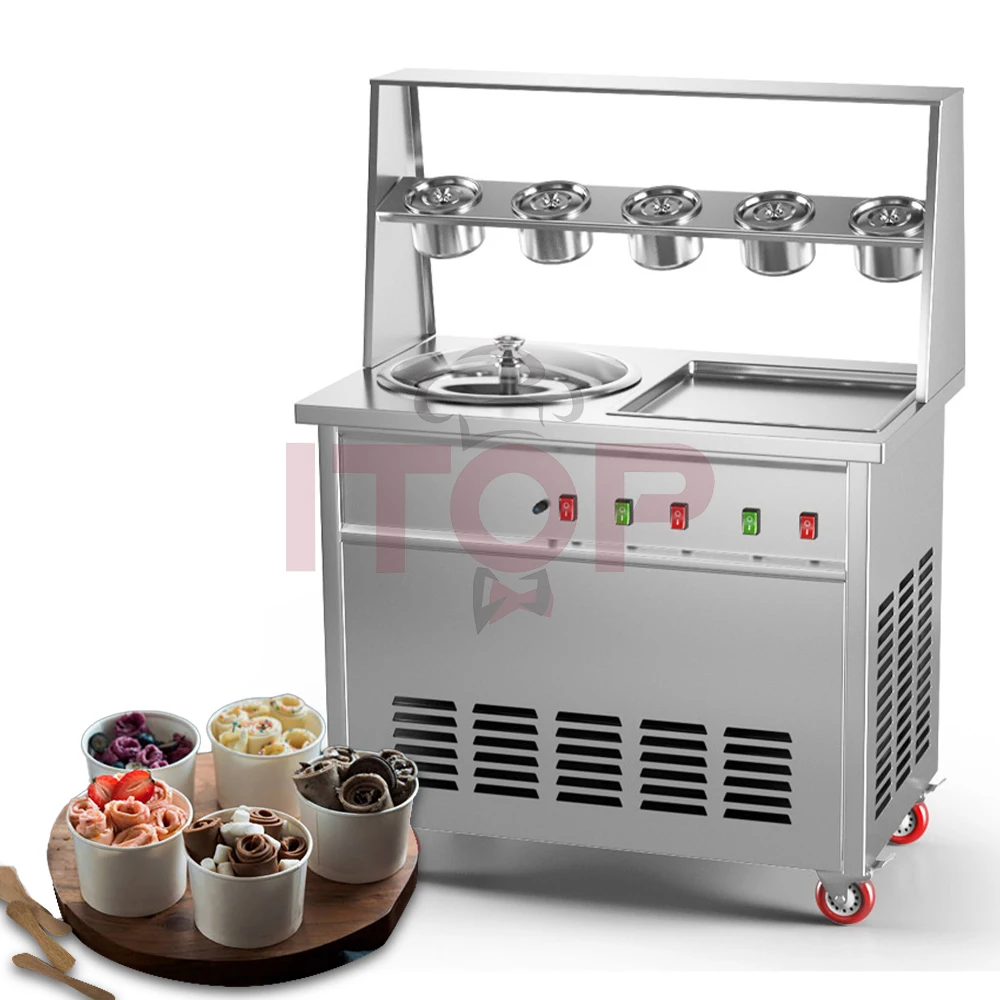 Double Pans Commercial Automatic Stir Fry Ice Cream Making Machine