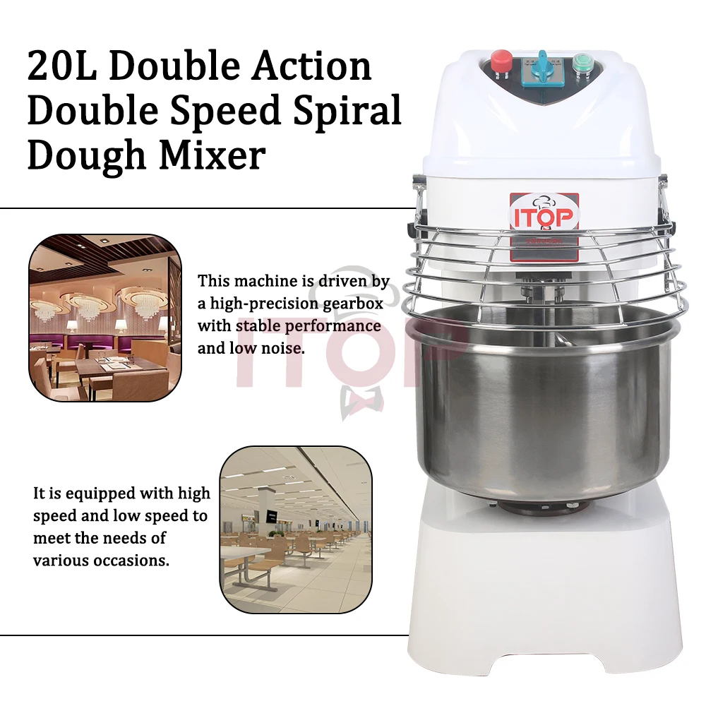 Double Speed Double Action Industrial Automatic 20L-60L Flour Mixer Bread Dough Kneading Machine