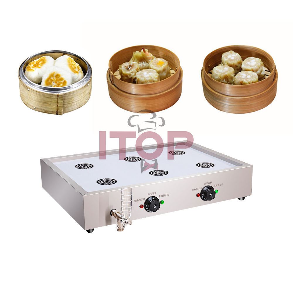 6 Holes Restaurant Steamed Bun Dessert Steamer Stainless Steel Dim Sum ...