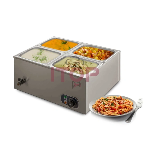 4 Pans Commercial Electric Bain Marie Food Warmer Machine Stainless ...