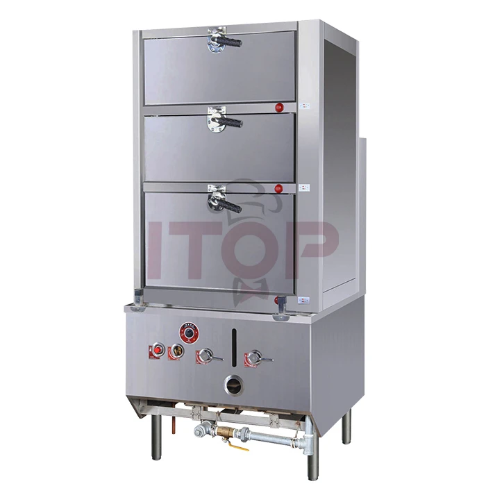 3 Drawer Gas Hot Seafood Steaming Cabinet Steamed Soup Steamed Buns ...
