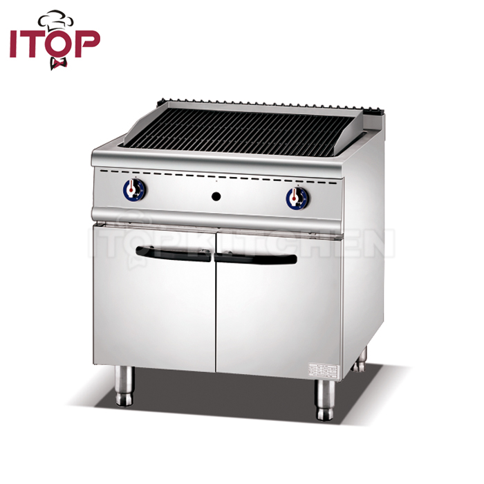 Gas Lava Rock Grill Stove With Cabinet For Restaurants Food Shops ...