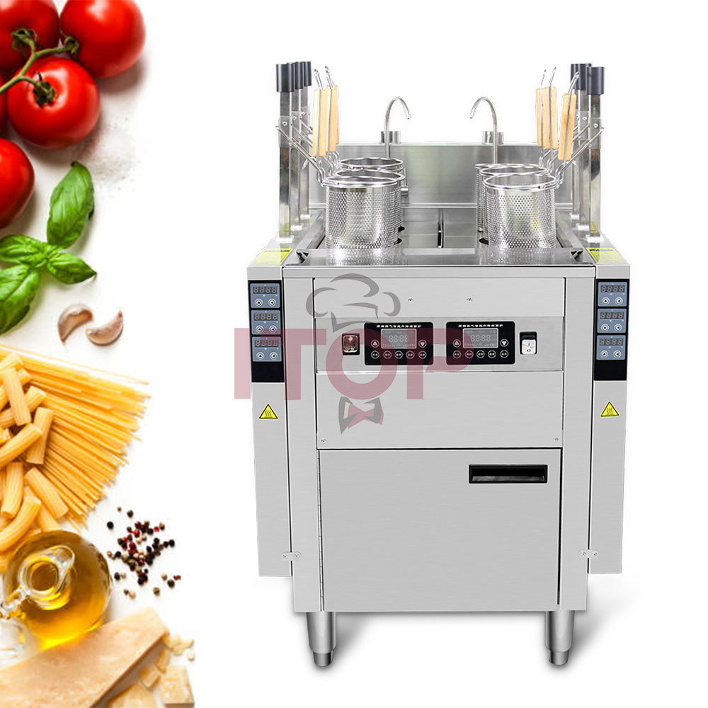 Commercial Smart Timer Rapid Ramen Cooker Automatic Pasta Cooker 6 Heads Automatic Lift-up Gas ...