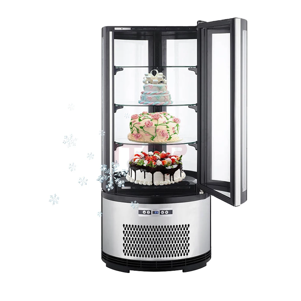 105l Commercial Glass Front Open Round Rotating Cake Display ...