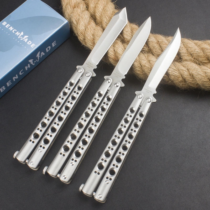 BM Balisong Butterfly Knife 3.74" 440c Point Blade, Silver Vein Handles ...