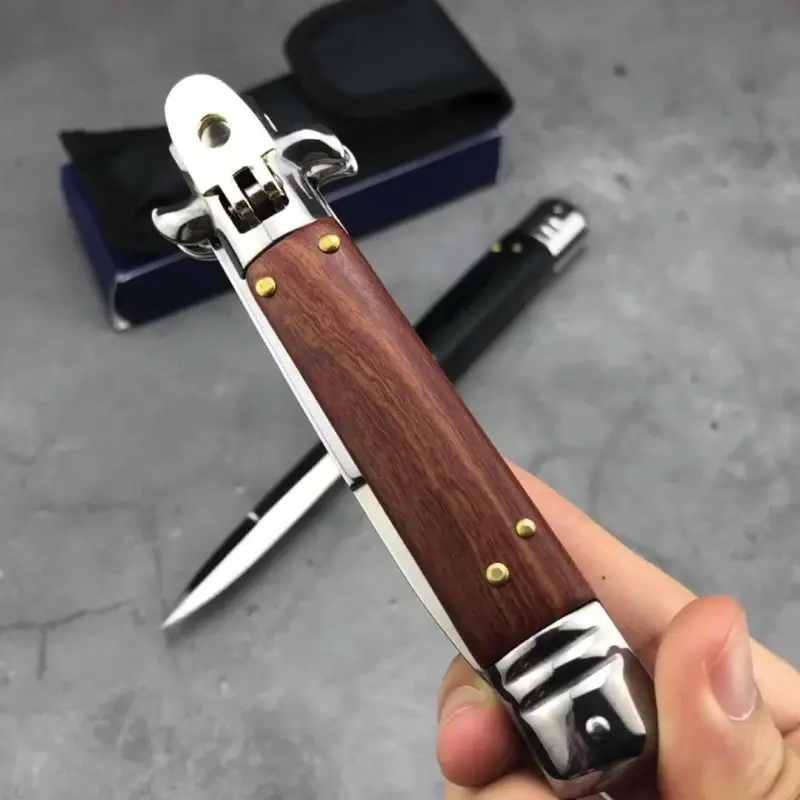 Italy Classical 7.48'' AKC OTF AUTO Knife 3.07" 440C Steel Blade, Color wood Handles