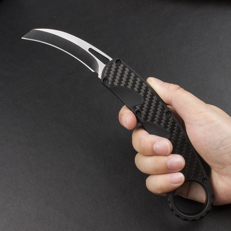 Microtech Claw Karambit AUTO OTF Knife 2.87" 440c Blade, Carbon Finer ...