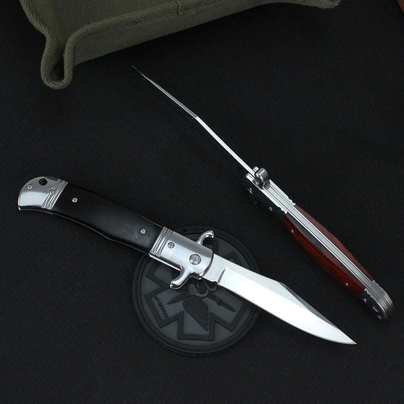 Italy Classical 9'' AKC OTF AUTO Knife 3.85" 440C Steel Mirror Blade, Sandalwood Handles