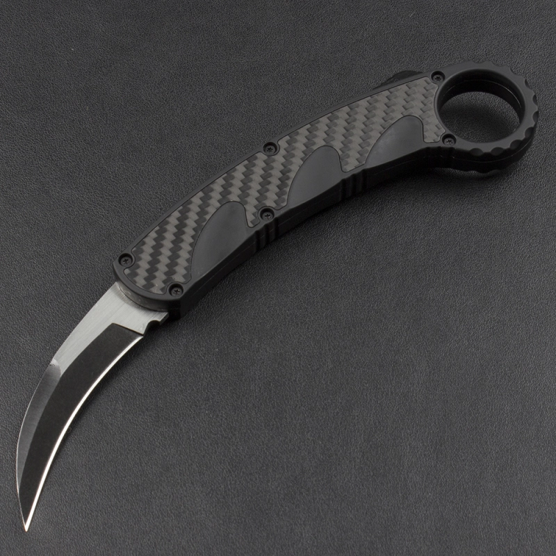 Microtech Claw Karambit AUTO OTF Knife 2.87" 440c Blade, Carbon Finer ...