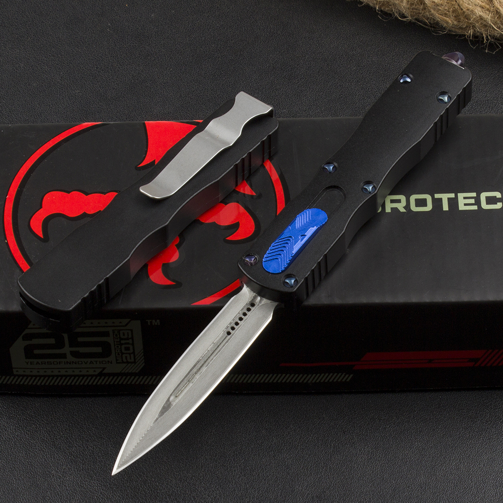Microtech 225-10 Prototype AUTO OTF Knife 3.07" Damascus Dagger Blade ...