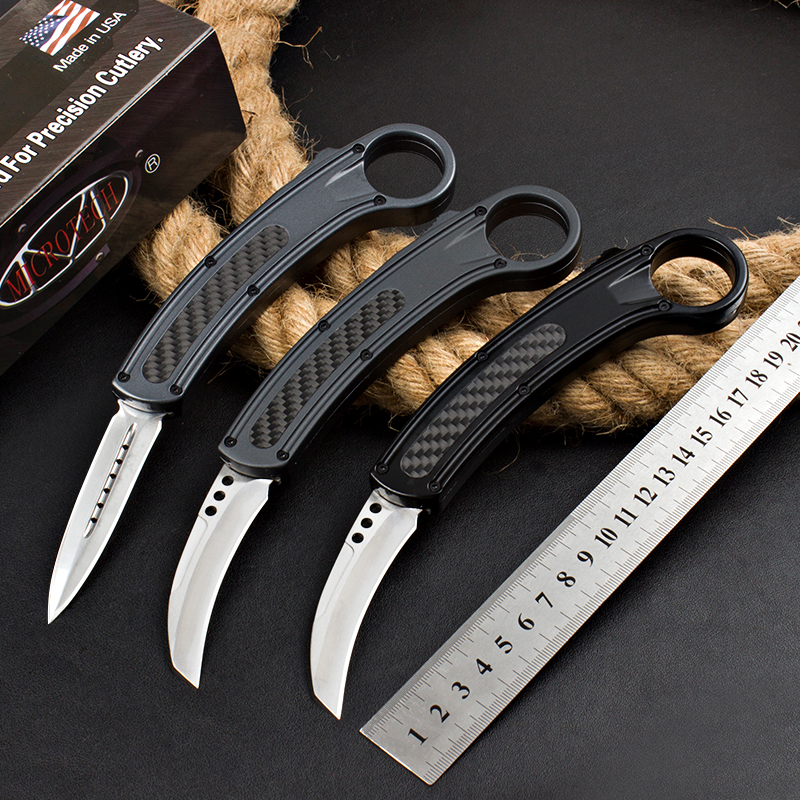 MT Claw Karambit AUTO OTF Knife 3.14" 440c Blade, Carbon Finer+Zinc ...