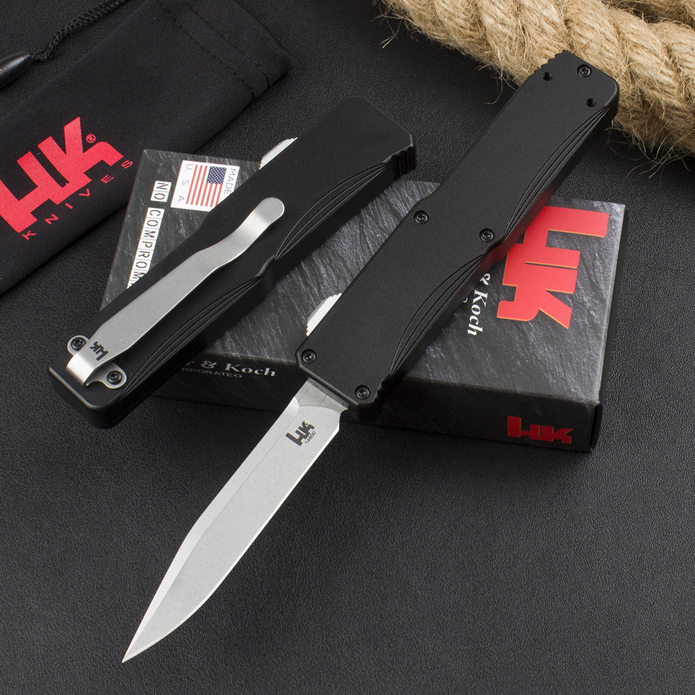 BM HK 14800 AUTO OTF Knife 3.22" CPM-D2 Drop Point Plain Blade, T6 Handles