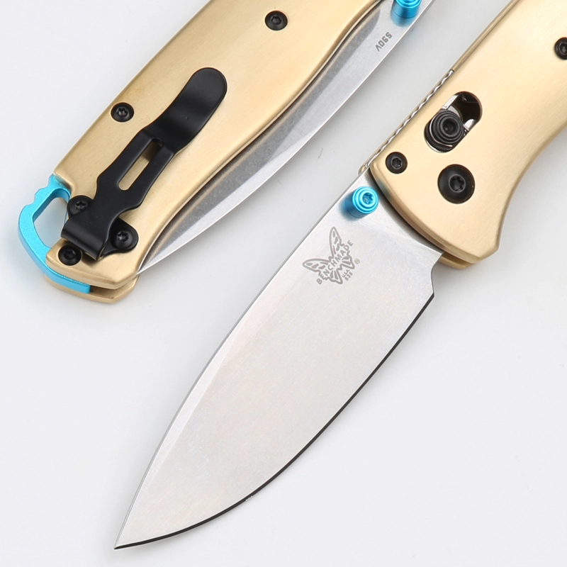 BM 535-3 Bugout AXIS Folding Knife 3.07" S90V Satin Plain Blade, Copper Handles